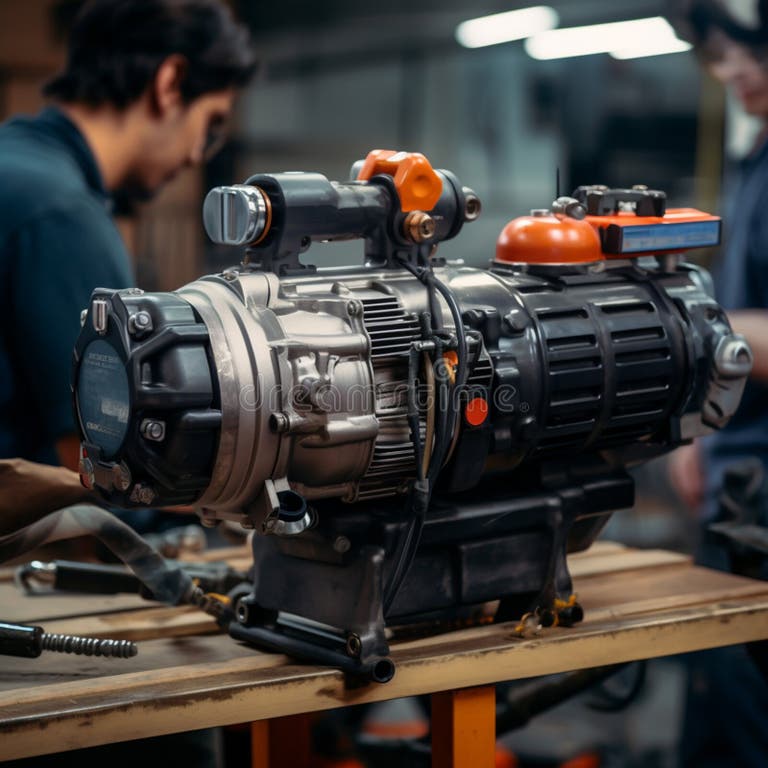 Mechanical Compressor with Complex Wiring and Metal Parts Stock ...