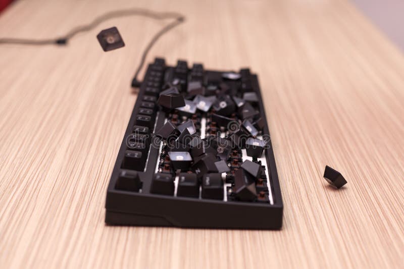 Mechanical Computer Keyboard with Keys or Keypads Flying Stock Photo ...