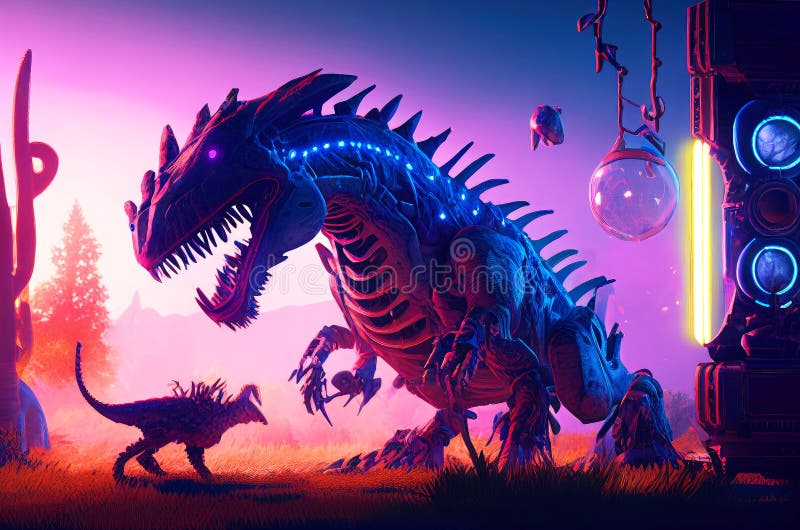 Mechanical Dinosaur Abstract Generative Ai Illustration Stock ...