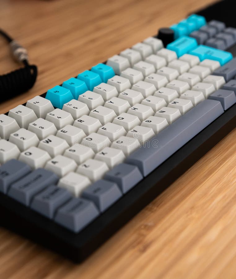 Mechanical Custom Keyboard on a Wooden Table. Stock Image - Image of ...