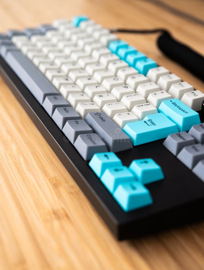 Mechanical Custom Keyboard on a Wooden Table. Stock Image - Image of ...