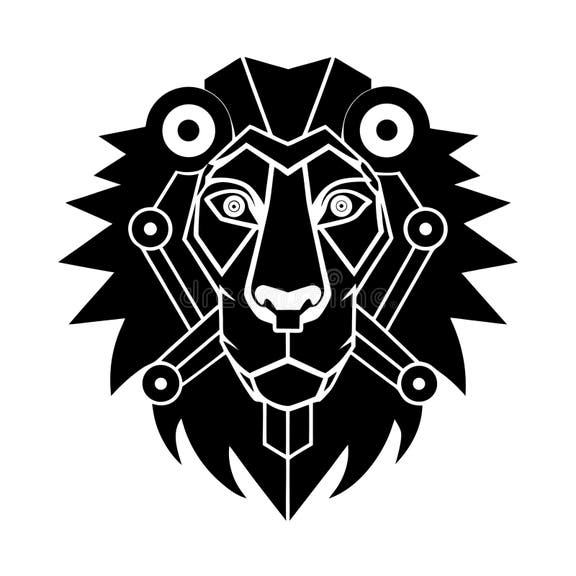 Mechanical Cyber Lion Head stock vector. Illustration of template ...