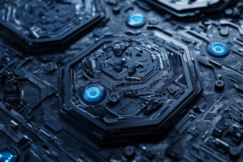 A Mechanical 3D Background Where Hexagonal Plates Shift and Rotate Like ...