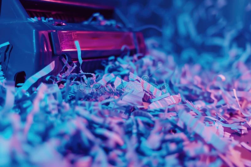 A Mechanical Device Surrounded by a Pile of Shredded Paper, Ideal for ...