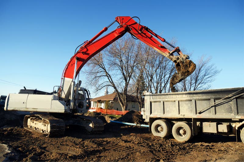 Mechanical Digger and Truck Stock Photo - Image of rear, repair: 17592414