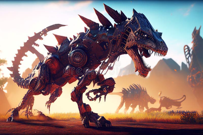 Mechanical Dinosaur Abstract Generative Ai Illustration Stock ...