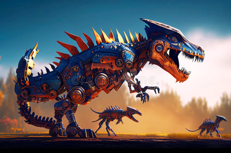 Mechanical Dinosaur Abstract Generative Ai Illustration Stock ...