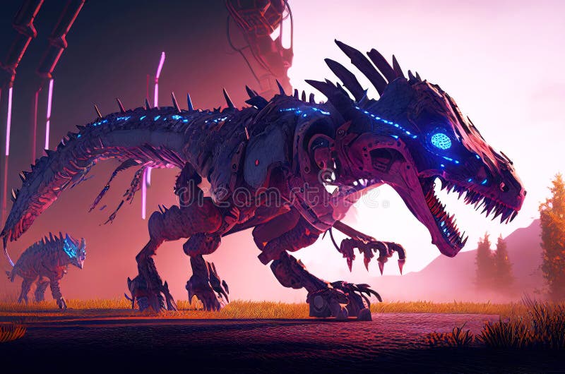 Mechanical Dinosaur Abstract Generative Ai Illustration Stock ...
