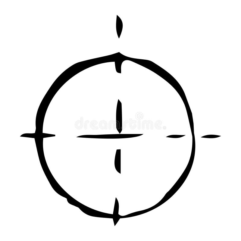 Circle with Center. Sketch, Hand Drawing. Black Outline on White ...