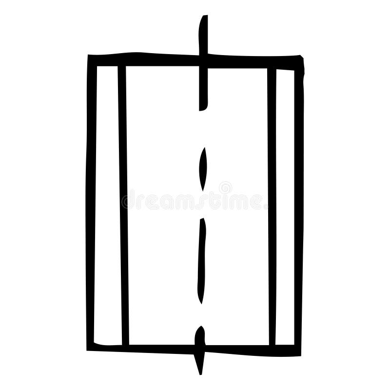 Rectangle Divided for 3 Parts. Sketch, Hand Drawing. Black Outline on ...