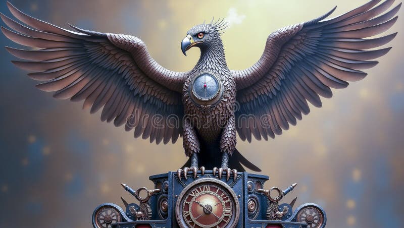 Majestic Clockwork Eagle Metallic Feathers Rotating Wing Joints Steam ...