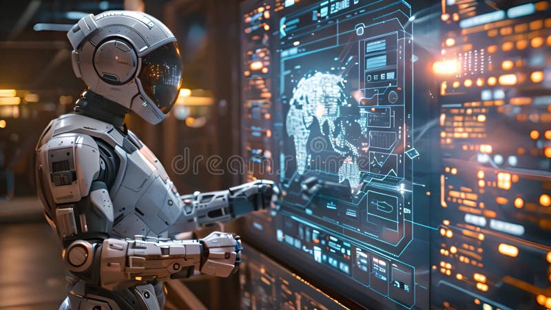 Mechanical Efficiency: Robot Animation at the Workplace. Stock Footage ...