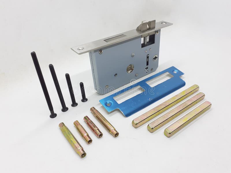 Mechanical and Electrical Door Handle and Its Component on White ...