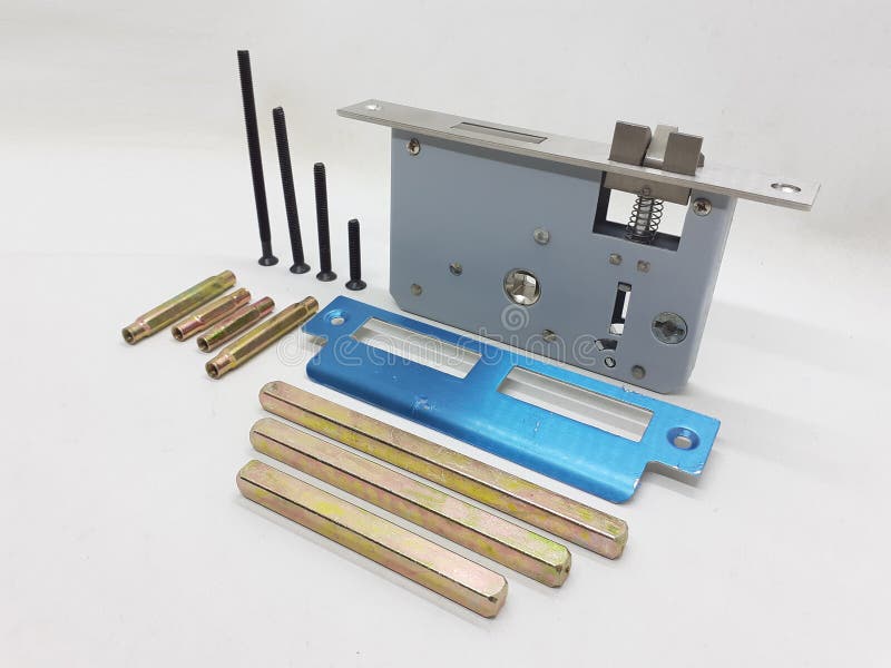 Mechanical and Electrical Door Handle and Its Component on White ...