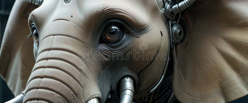 Mechanical Elephant Head Artwork Stock Photo - Image of generated ...