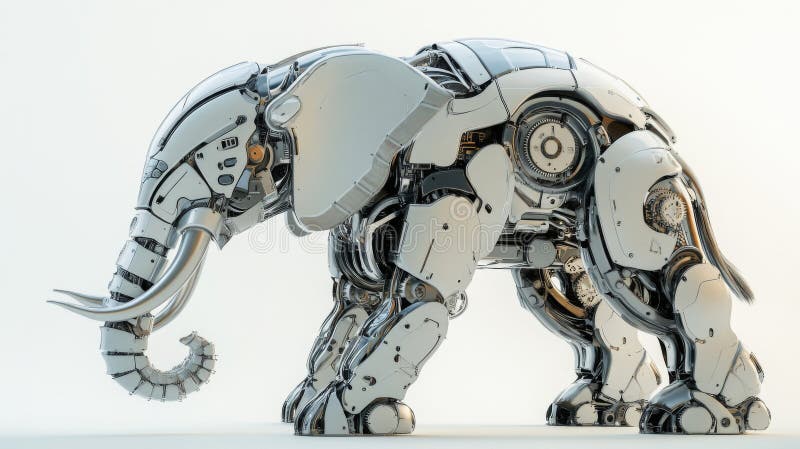 Mechanical Elephant Robot in White Studio Setting Stock Illustration - Illustration of ...