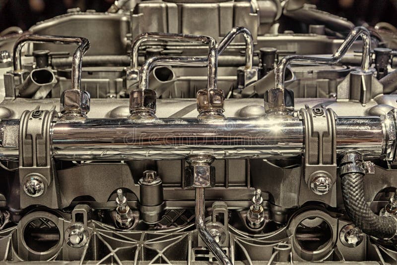 Mechanical engine chrome. stock image. Image of engineering - 113732959