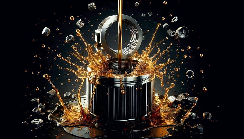 Mechanical Engine Components Surrounded by Splashes of Oil. Stock ...