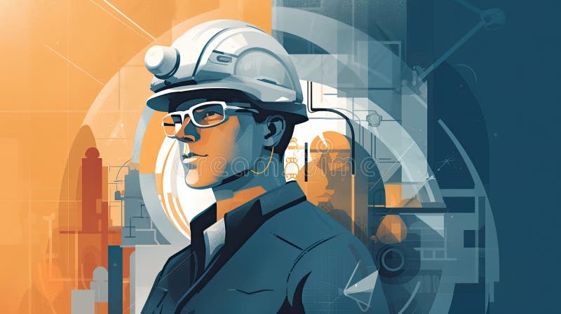 Mechanical Engineer in Action, with Simple Geometric Shapes and Thin ...