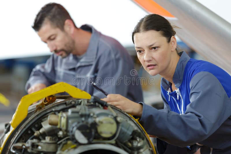 Mechanical Engineer Mending Helicopter Engine Stock Image - Image of ...