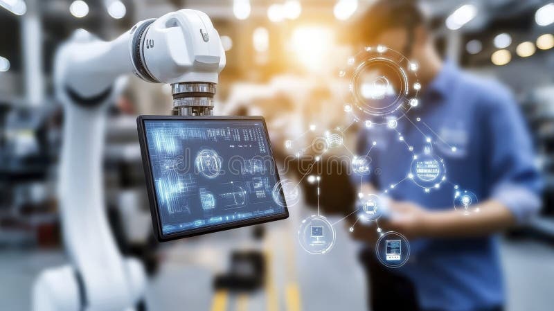 Mechanical Engineer Overseeing Factory Automation with Advanced ...