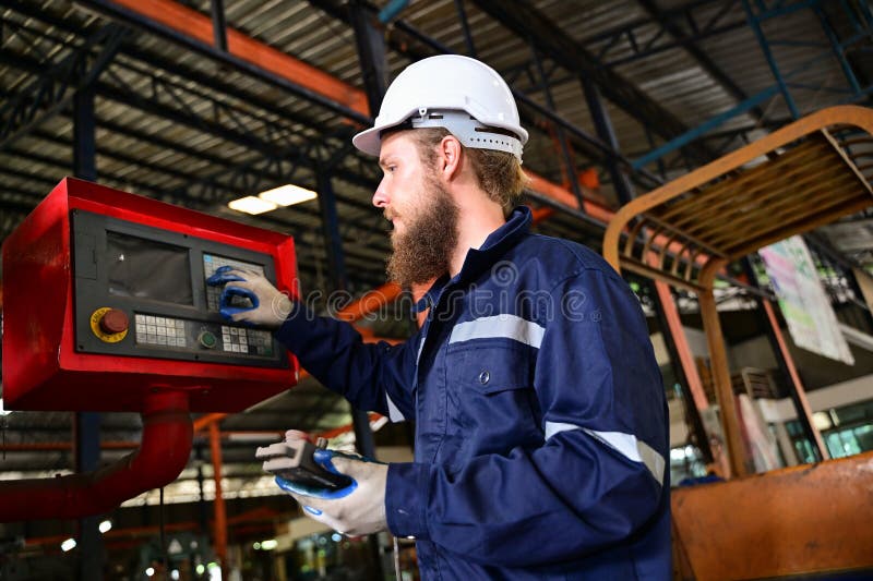 Mechanical Engineer Repairing Engine Machine at Factory Stock Image ...