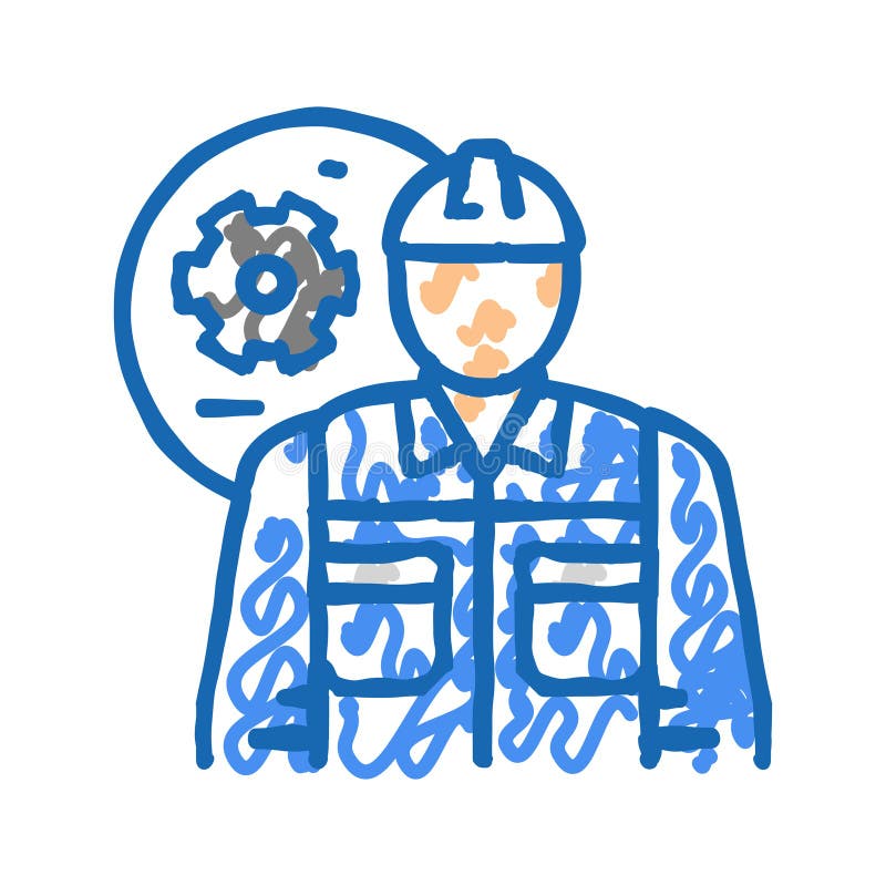 Mechanical Engineer Worker Icon Doodle Illustration Stock Vector ...