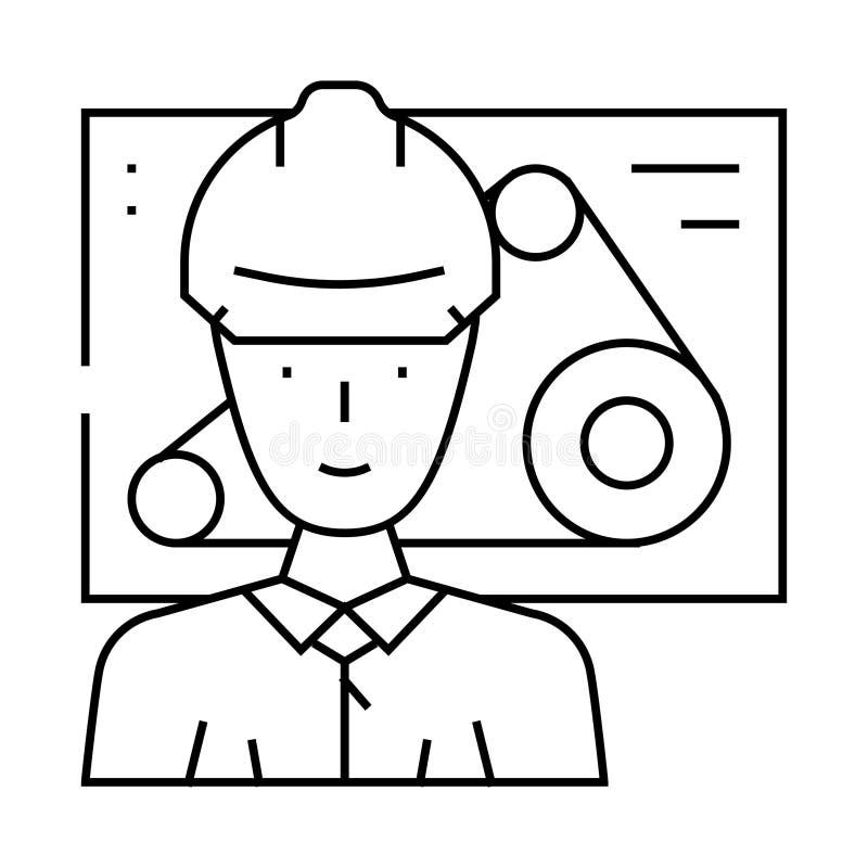 Mechanical Engineer Worker Line Icon Vector Illustration Stock ...