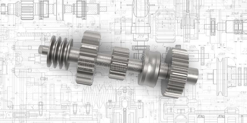 Shaft with Gear Wheel. Vector Stock Vector - Illustration of frame ...