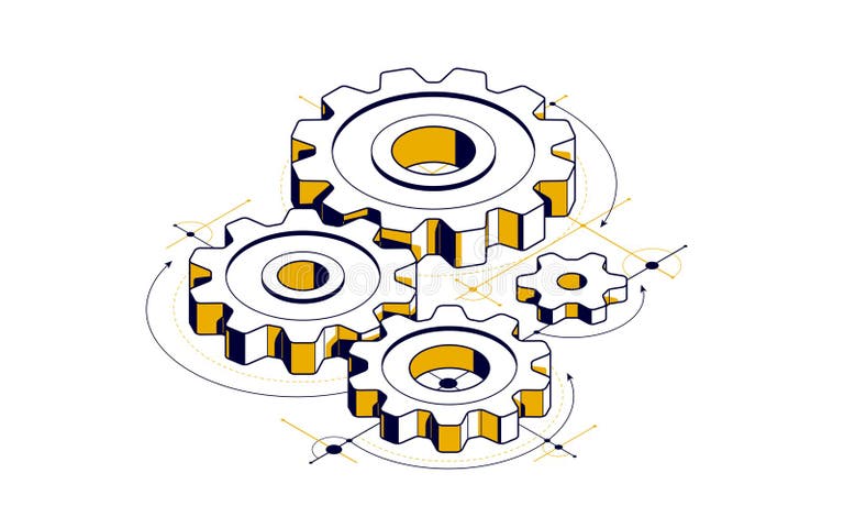 Mechanical Engineering Concept, Gears and Cogs with Project Drawing ...