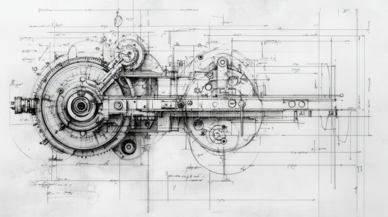 Mechanical Engineering Draft with Precise Technical Drawing Details ...