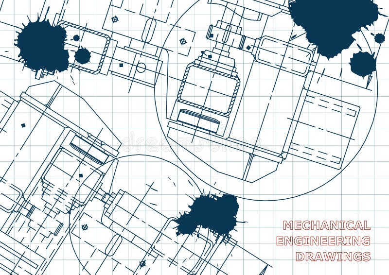 Blueprints. Engineering Backgrounds. Draft. Ink. Blots Stock Vector ...