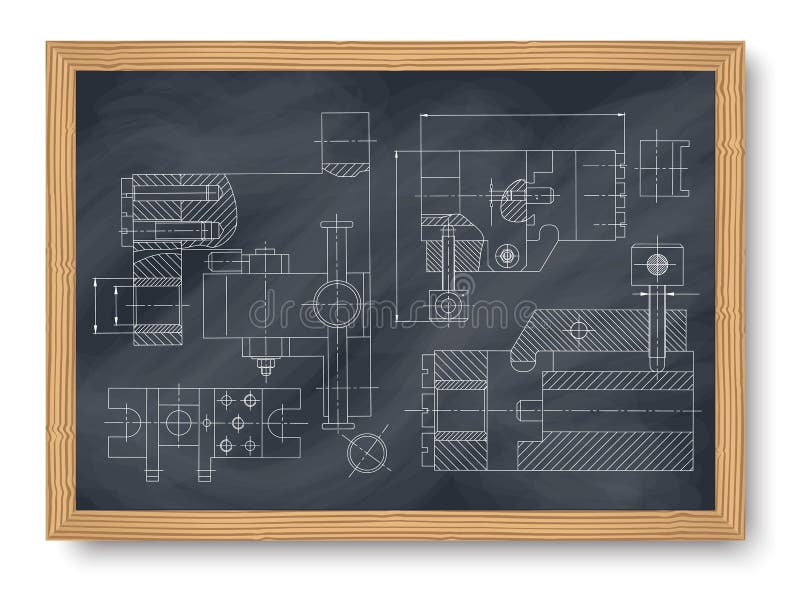 Mechanical Engineering Drawing. Engineering Drawing Background. Vector ...