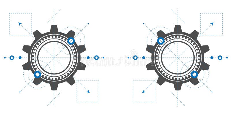 Mechanical Engineering Drawing.Technical Drawing of Gears .Rotating ...