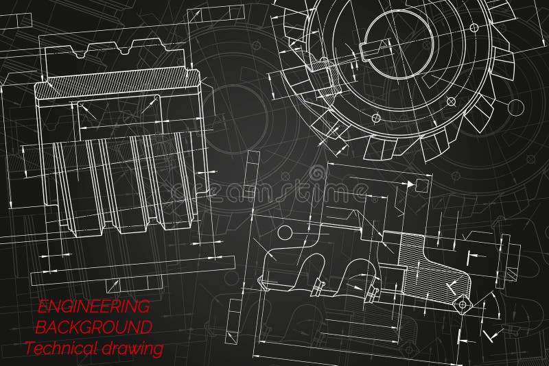 Mechanical Engineering Drawings Black Stock Illustrations – 894 ...