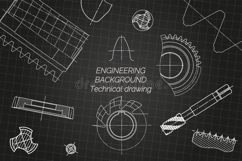 Mechanical Engineering Drawings Black Stock Illustrations – 696 ...