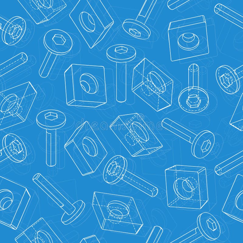 Mechanical Engineering Drawings on Blue Background. Cutter, Assembly ...