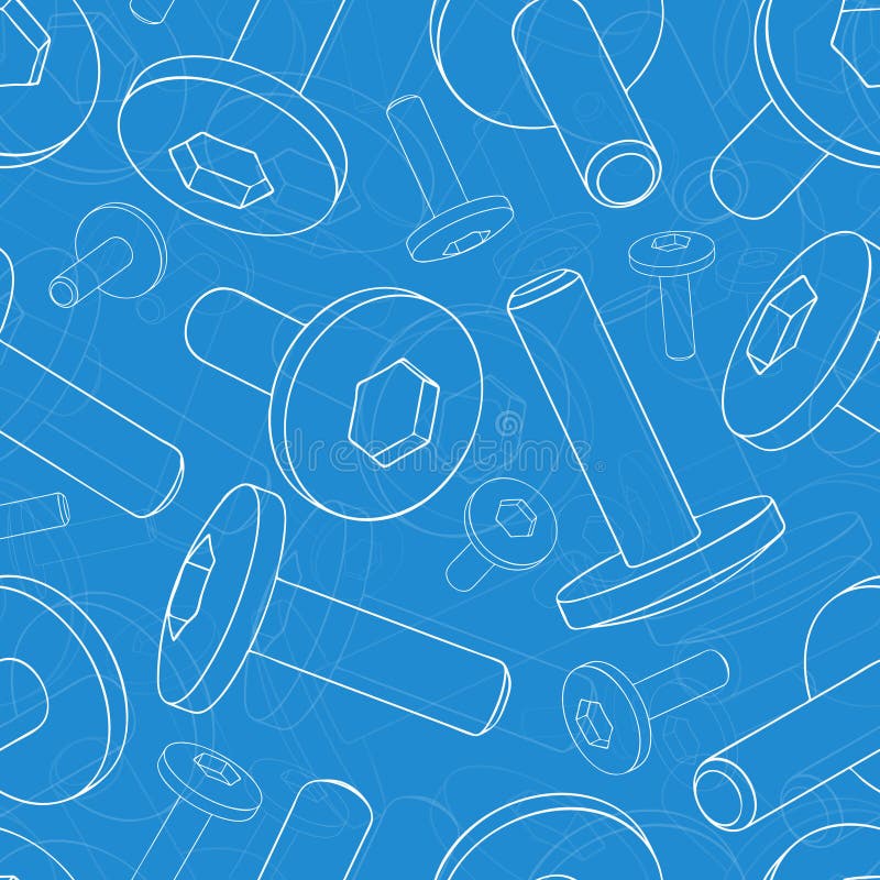 Mechanical Engineering Drawings on Blue Background. Cutter, Assembly ...