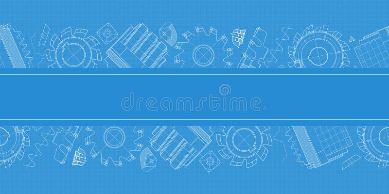 Mechanical Engineering Drawings on Blue Background. Cutting Tools ...