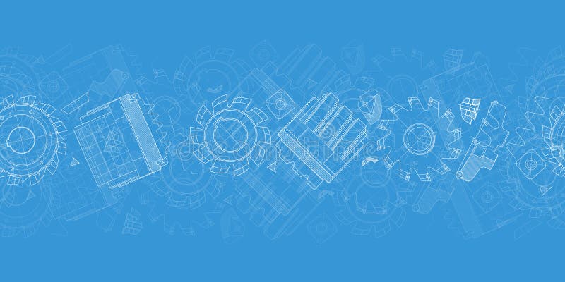 Mechanical Engineering Drawings on Blue Background. Cutting Tools ...