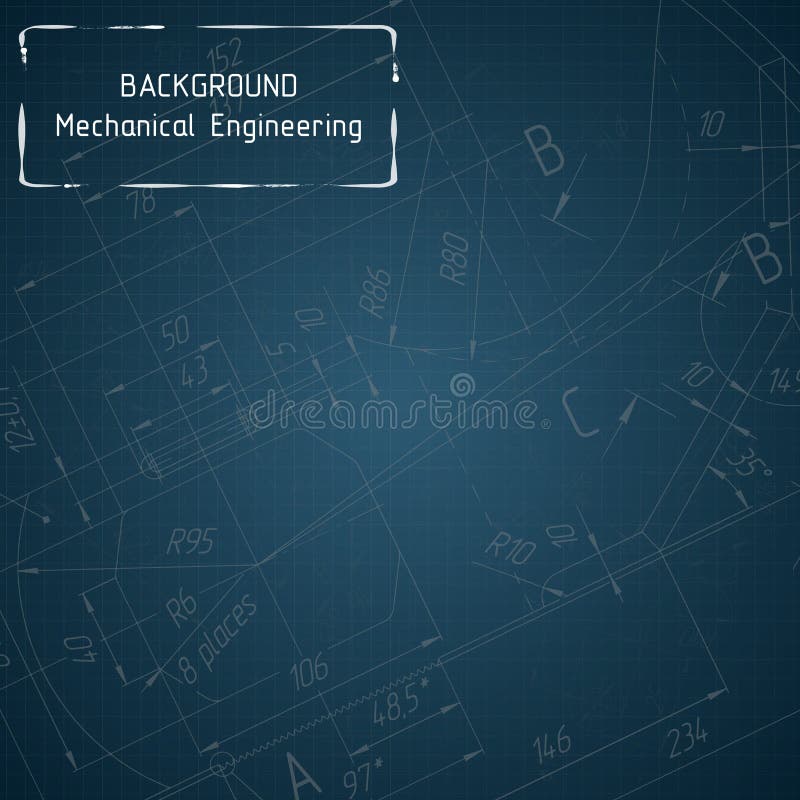 Mechanical Engineering Drawings on Blue Blackboard Stock Vector ...