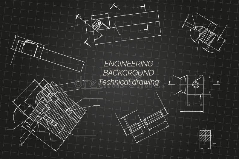 Mechanical Engineering Drawings on Light Background. Cutter, Assembly ...