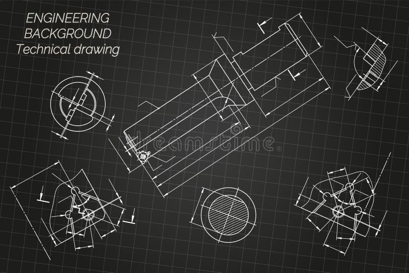 Mechanical Engineering Drawings on Light Background. Tap Tools, Borer ...