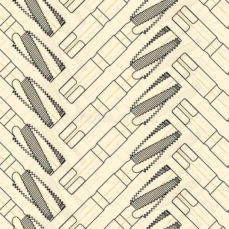 Mechanical Engineering Drawings on Sepia Background. Tap Tools, Borer ...