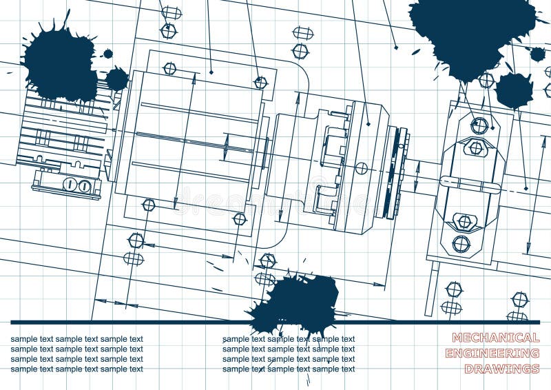 Blueprints. Engineering Backgrounds. Draft. Ink. Blots Stock Vector ...