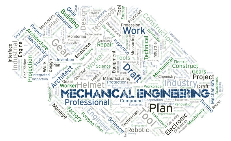 Mechanical Typography Word Cloud Create with the Text only Stock ...
