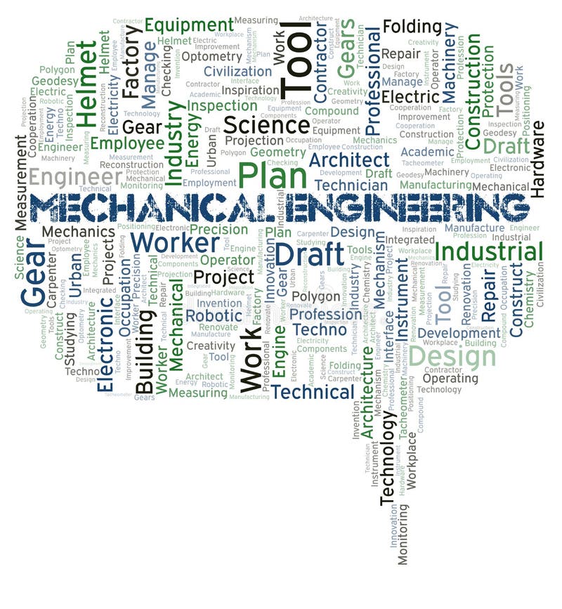 Mechanical Typography Word Cloud Create with the Text only Stock ...