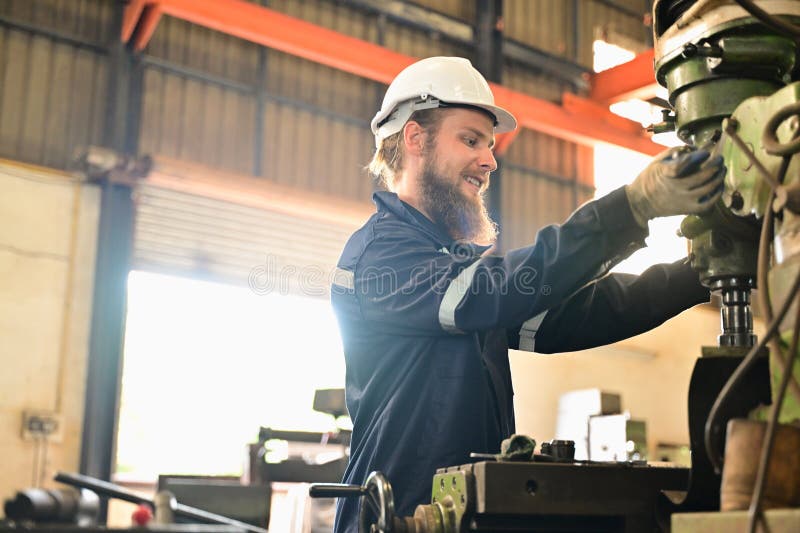 Mechanical Engineers Repairing Engine Machine at Factory Stock Image ...