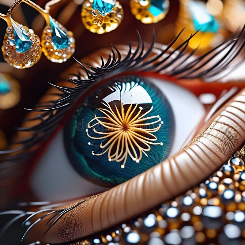 Mechanical eye, AI-Images stock illustration. Illustration of golden ...