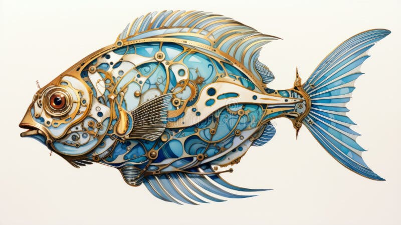 Mechanical Fish Design: Detailed Illustrations with Multidimensional ...